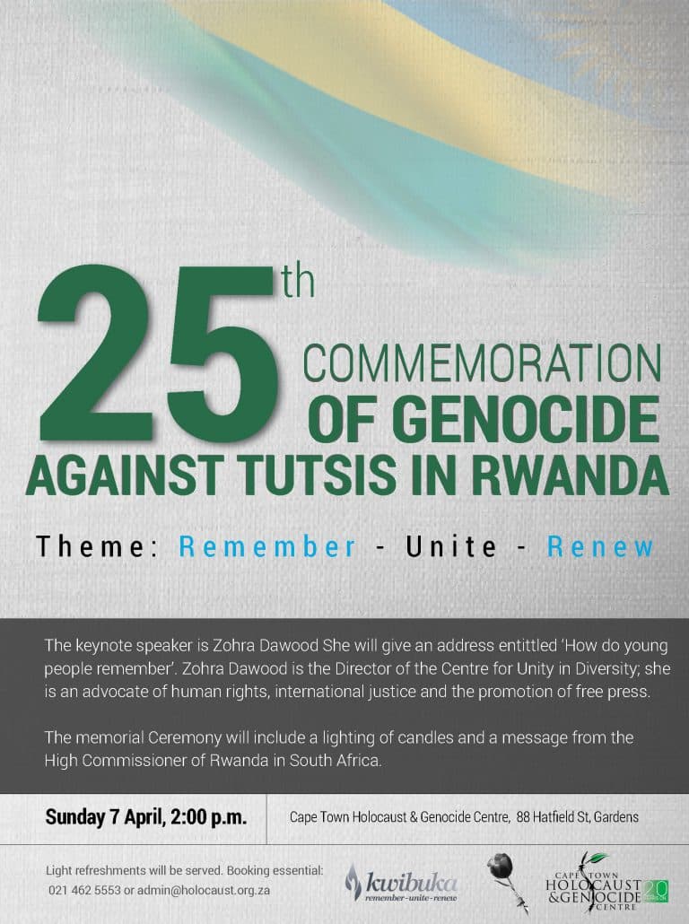 25th Commemoration of Genocide Targeting Tutsis in Rwanda - Cape Town ...